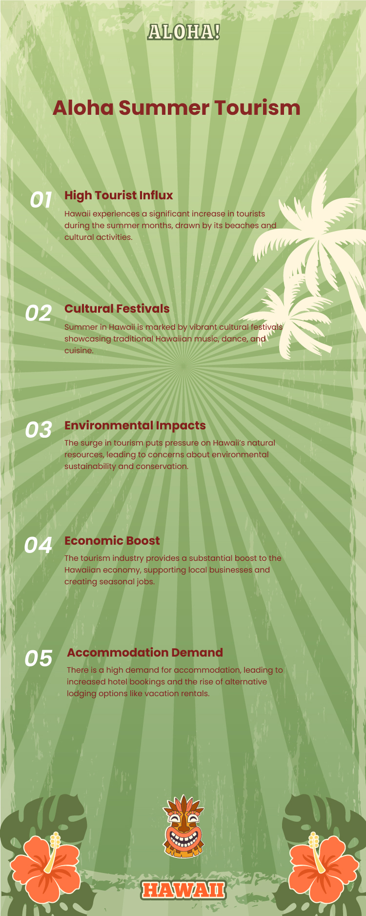 Hawaii retro Aloha tourism summer adventure dancing party Infographic Template | InfographAI